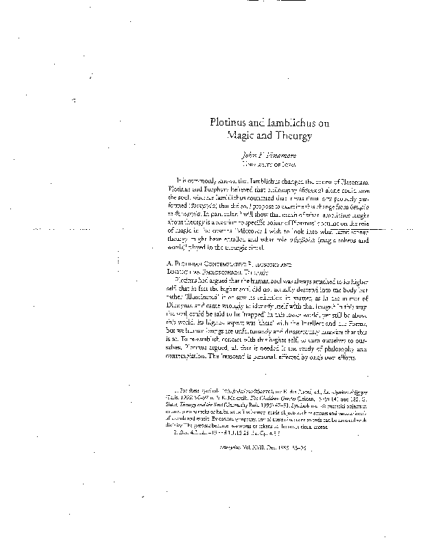 (PDF) Plotinus and Iamblichus on Magic and Theurgy