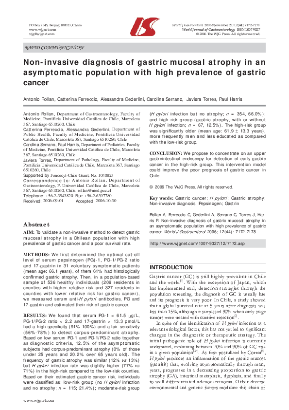 (PDF) Non-invasive diagnosis of gastric mucosal atrophy in an ...