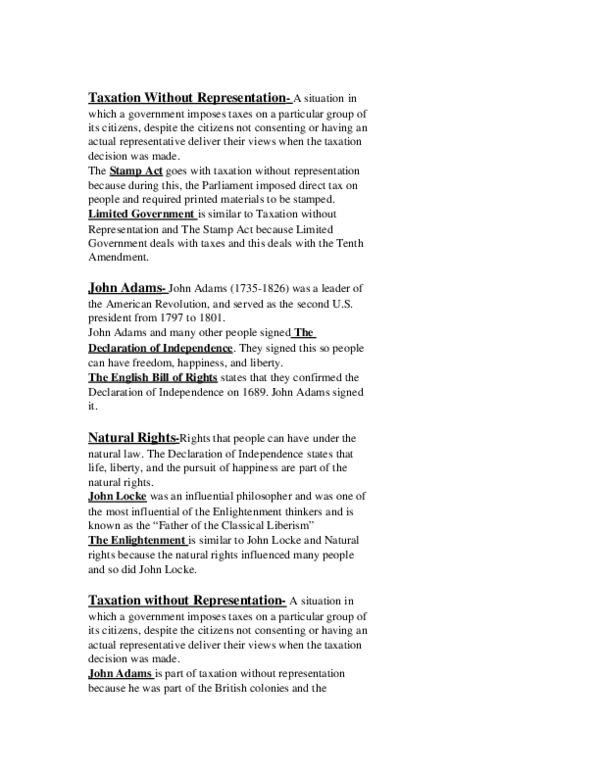 (DOC) Taxation Without Representation