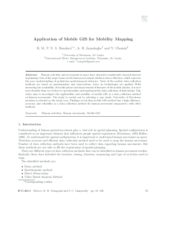 (PDF) Application of Mobile GIS for Mobility Mapping