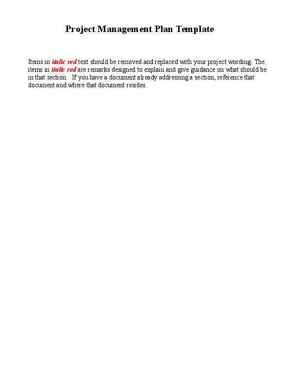 (DOC) Project Management Plan Template