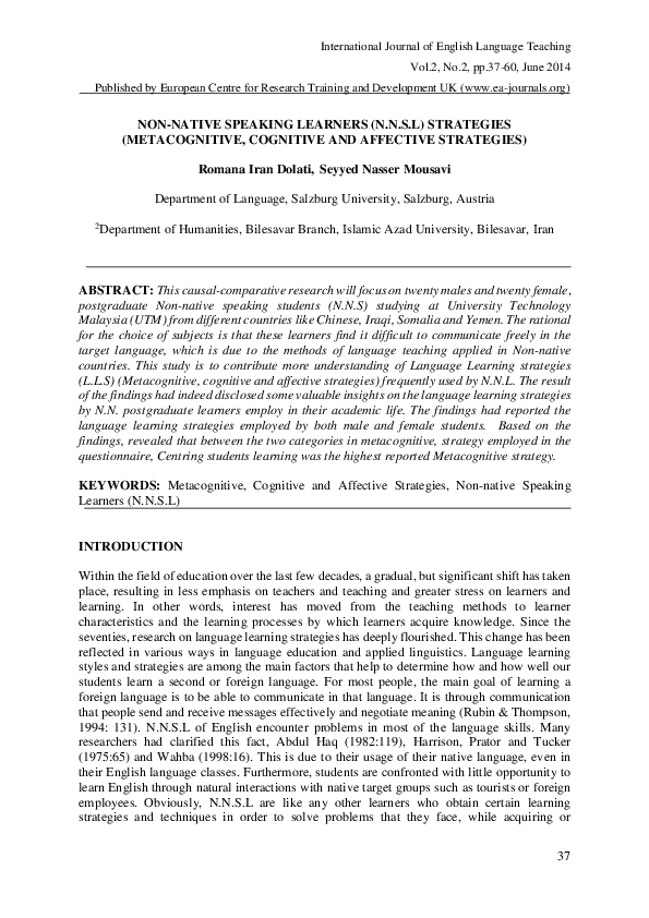 (PDF) non native speaker learners