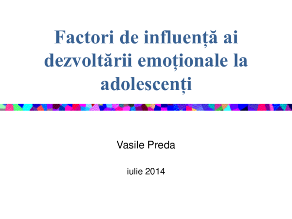 (PPT) Preda Vasile Factori de influenta ai dezvoltarii emotionale