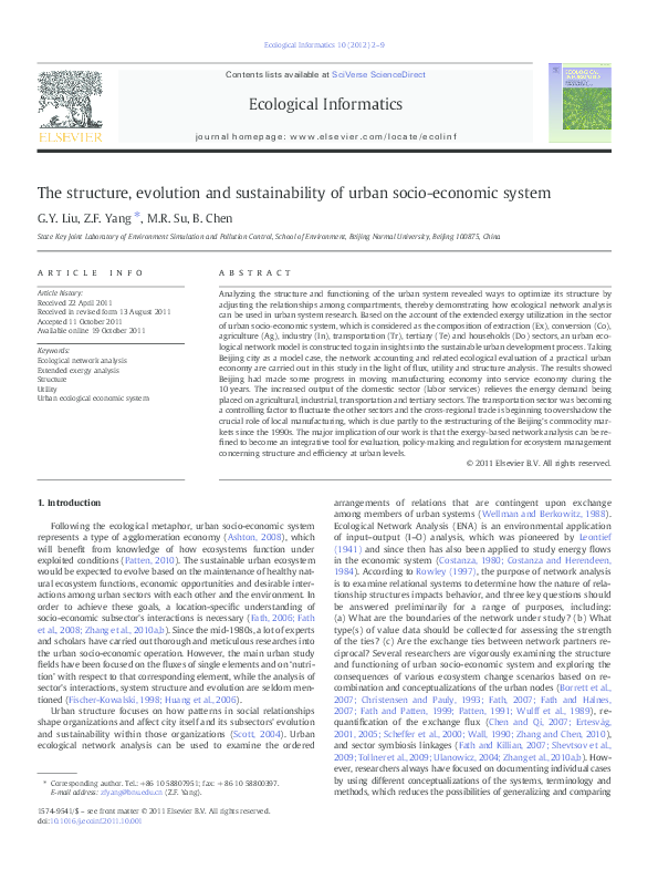(PDF) The structure, evolution and sustainability of urban socio ...