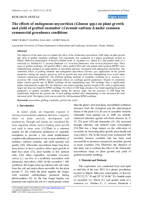 (PDF) The effects of endogenous mycorrhiza (Glomus spp.) on plant ...