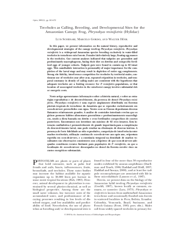 (PDF) Treeholes as Calling, Breeding, and Developmental Sites for the ...