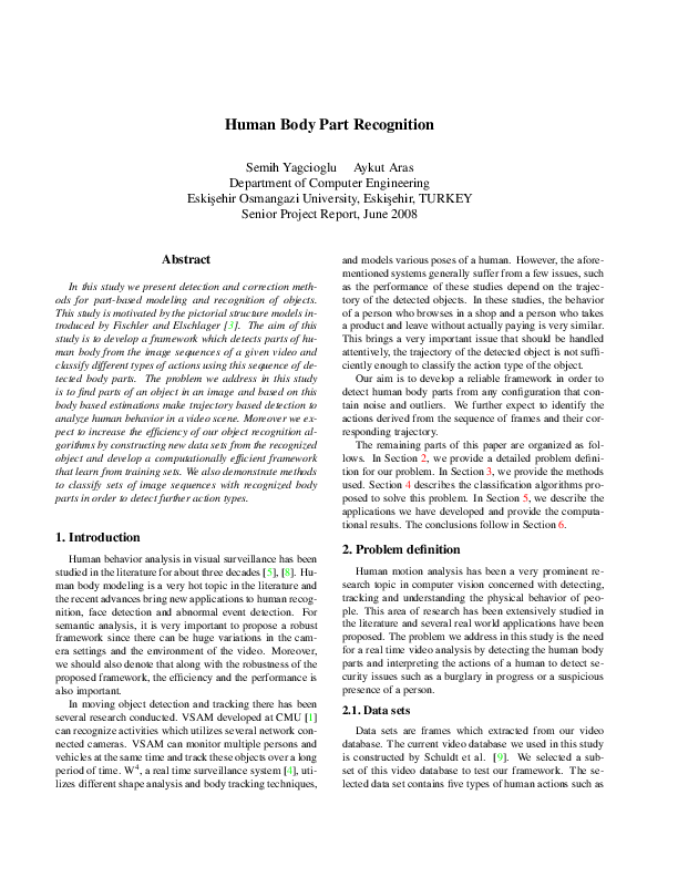 (PDF) Human Body Part Recognition