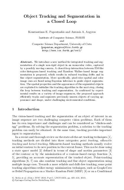 Object tracking and segmentation in a closed loop