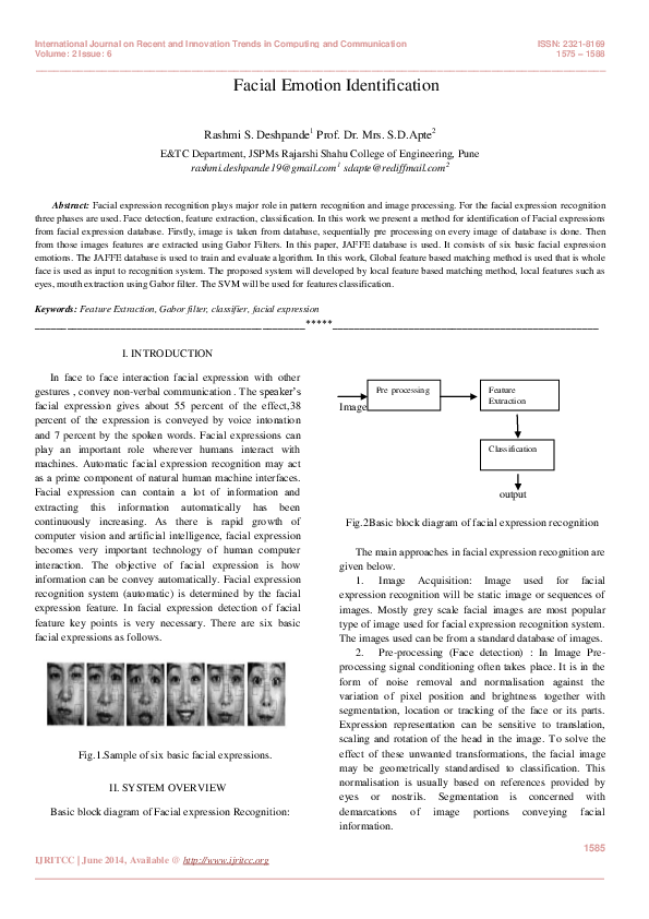 (PDF) Facial Emotion Identification