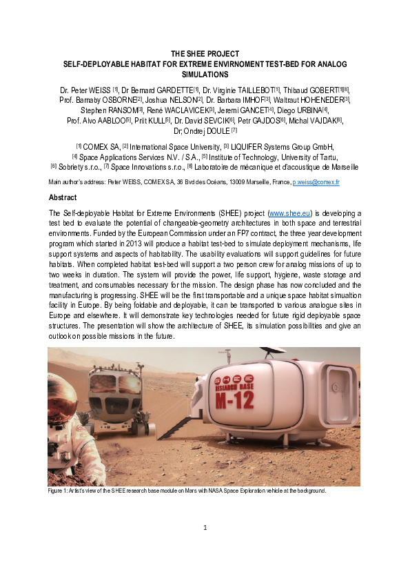 (PDF) THE SHEE PROJECT SELF - DEPLOYABLE HABITAT FOR EXTREME ...