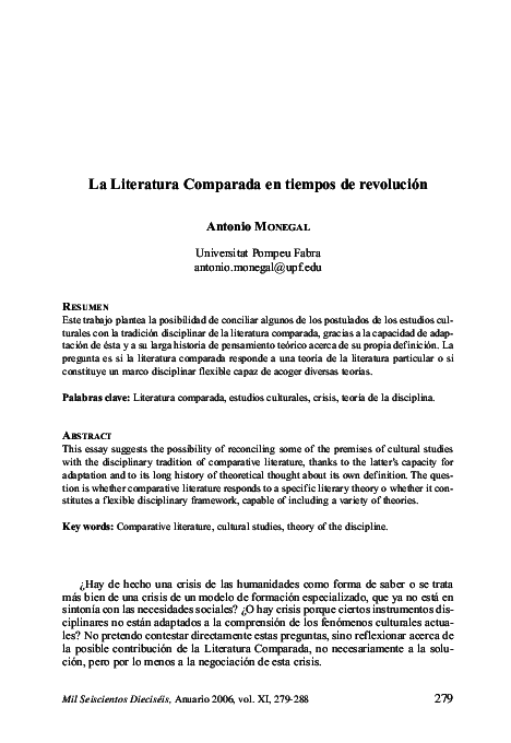 (PDF) LITERATURA COMPARADA