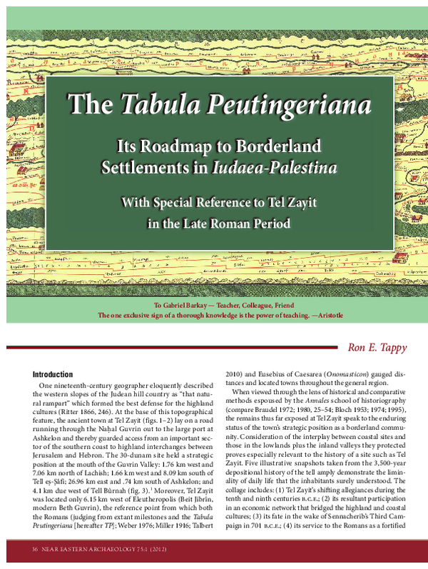 (PDF) The Tabula Peutingeriana - Its Roadmap to Borderland Settlements ...