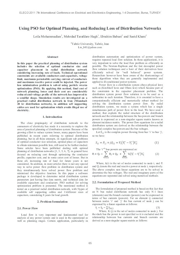 (PDF) Using PSO for Optimal Planning, and Reducing Loss of Distribution ...