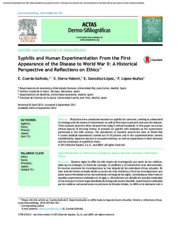 (PDF) Ethics and human experimentation