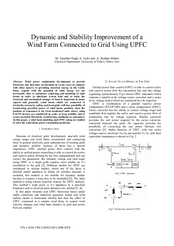 (PDF) Dynamic and Stability Improvement of a Wind Farm Connected to ...