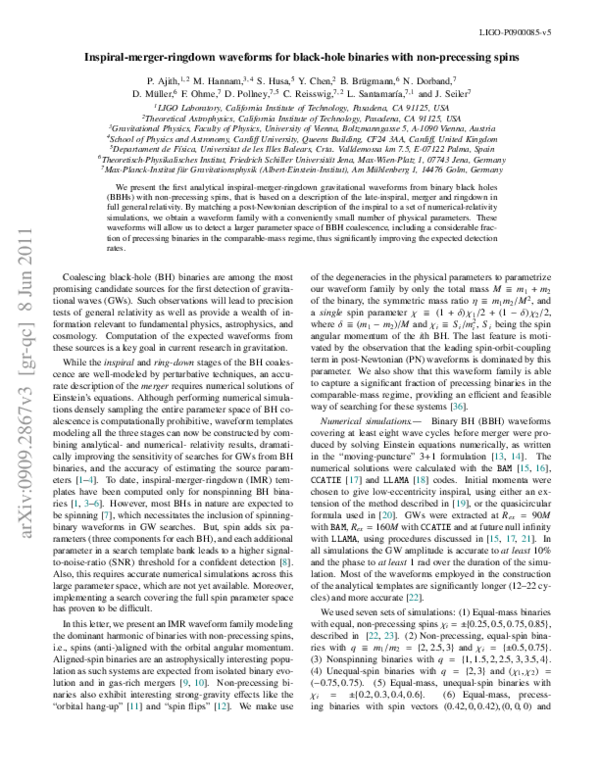 Pdf Inspiral Merger Ringdown Waveforms For Black Hole Binaries With Non Precessing Spins