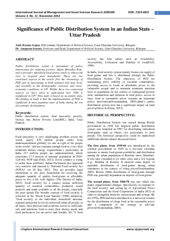 (PDF) Significance of Public Distribution System in an Indian State ...