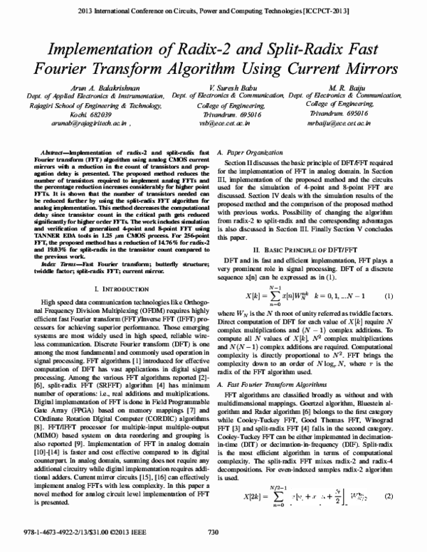 (PDF) Implementation 0 Radix-2 and Split-Radix Fast