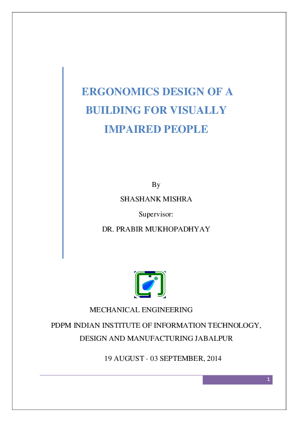 (PDF) ERGONOMICS DESIGN OF A BUILDING FOR VISUALLY IMPAIRED PEOPLE By ...