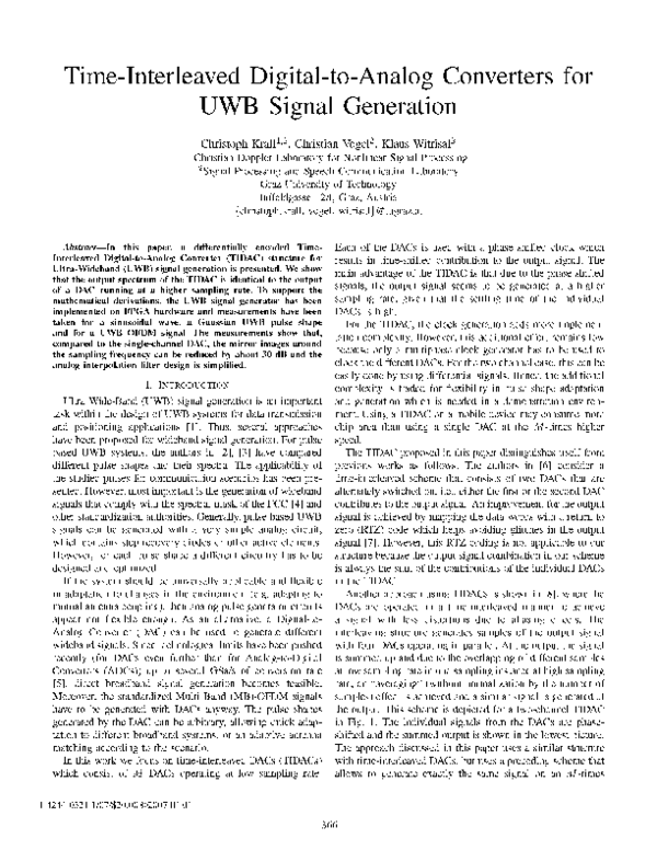 (PDF) Time-Interleaved Digital-to-Analog Converters for UWB Signal Generation