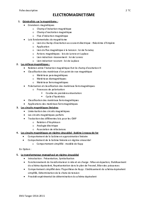 (DOC) Electromagnetisme