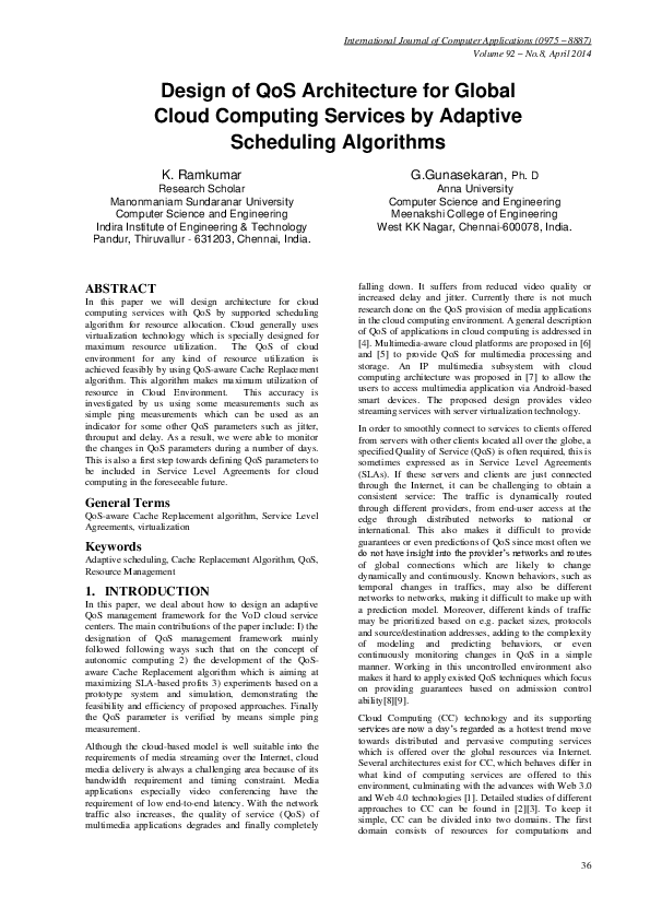 (PDF) Design of QoS Architecture for Global Cloud Computing Services by Adaptive Scheduling ...
