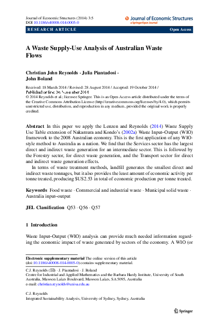 (PDF) A Waste Supply-Use Analysis of Australian Waste Flows