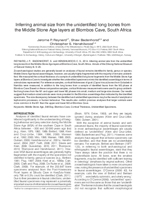 (PDF) Inferring animal size from the unidentified long bones from the ...