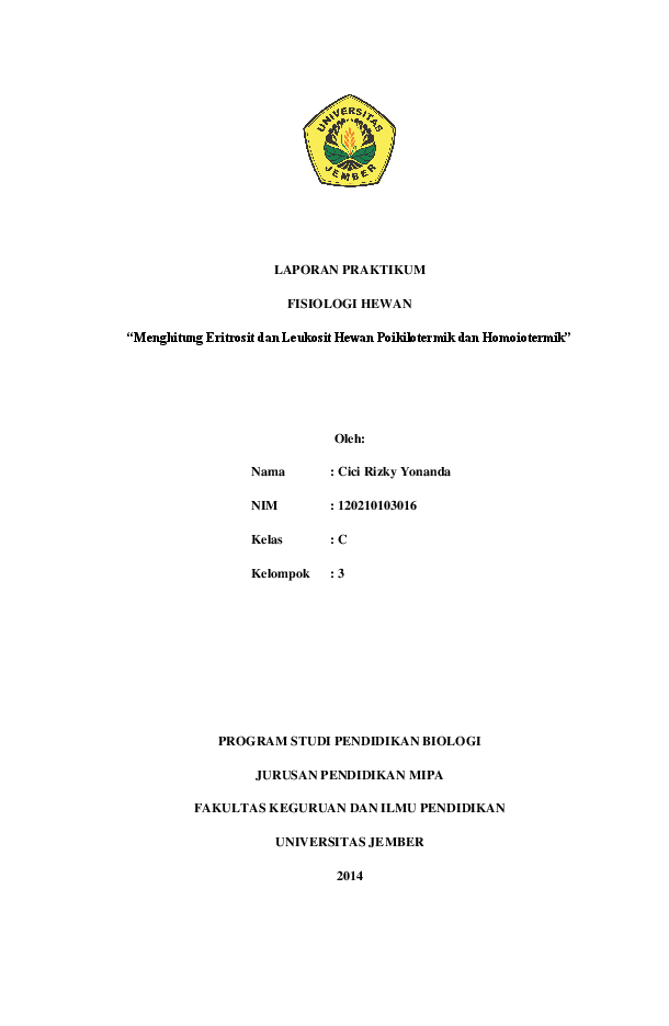 (DOC) “Menghitung Eritrosit dan Leukosit Hewan Poikilotermik dan ...