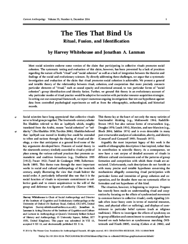 (PDF) The Ties That Bind Us: Ritual, Fusion, and Identification