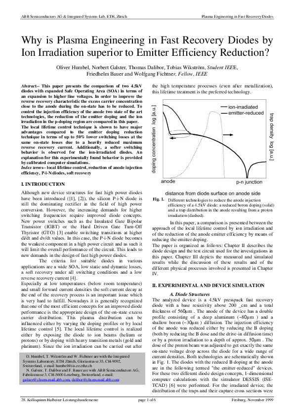 (PDF) Why is Plasma Engineering in Fast Recovery Diodes by Ion ...