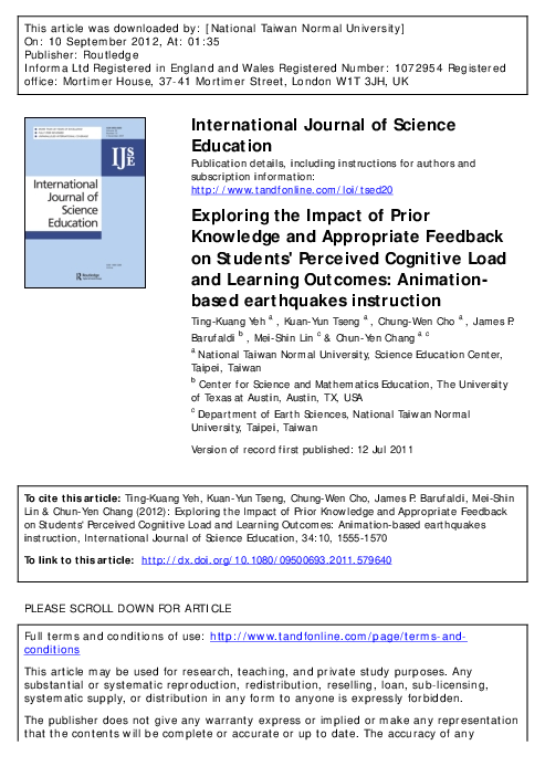 Exploring the impact of prior knowledge and appropriate feedback on students’ perceived ...