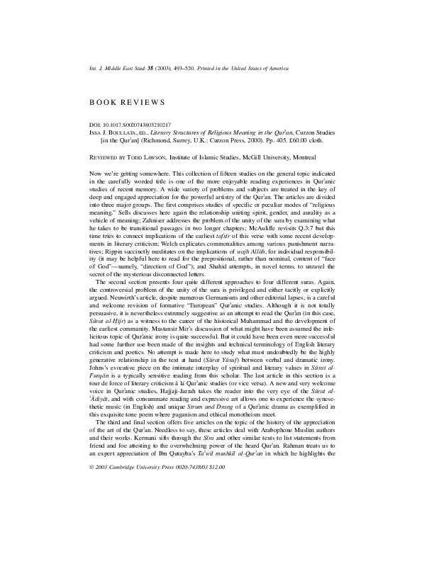 (PDF) ISSA J. BOULLATA, ED., Literary Structures of Religious Meaning ...