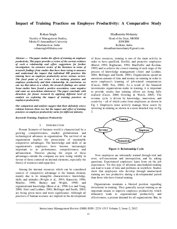 (PDF) Impact of Training Practices on Employee Productivity: A Comparative Study