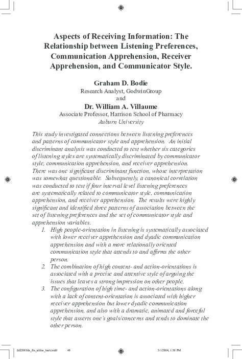 (PDF) Aspects of Receiving Information: The Relationship between ...