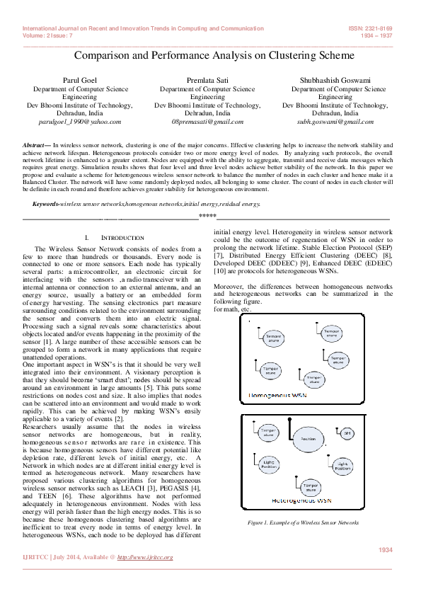 Pdf Comparison And Performance Analysis On Clustering Scheme 0338