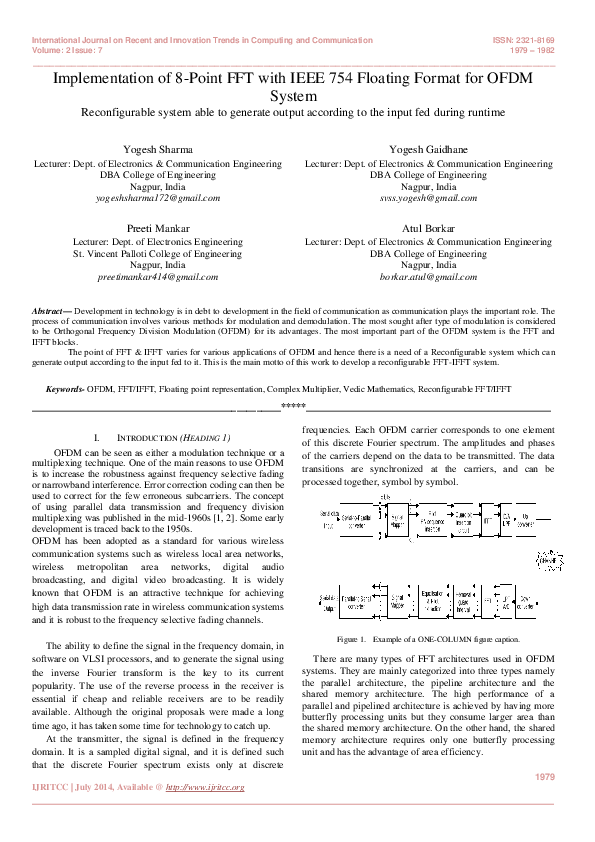 Pdf Implementation Of 8 Point Fft With Ieee 754 Floating Format For Ofdm System
