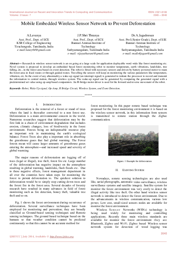 (PDF) Mobile Embedded Wireless Sensor Network to Prevent Deforestation