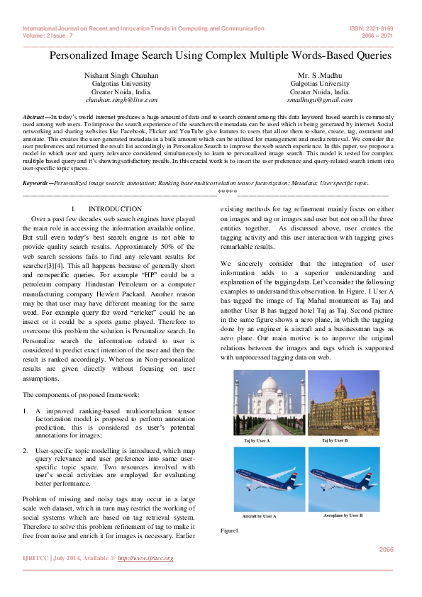 (PDF) Personalized Image Search Using Complex Multiple Words-Based Queries