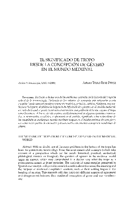 (PDF) The Meaning of Trope from the Concept of Genre in the Medieval ...