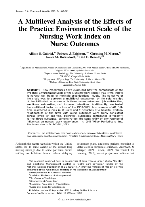 (PDF) A multilevel analysis of the relationships between the Practice ...