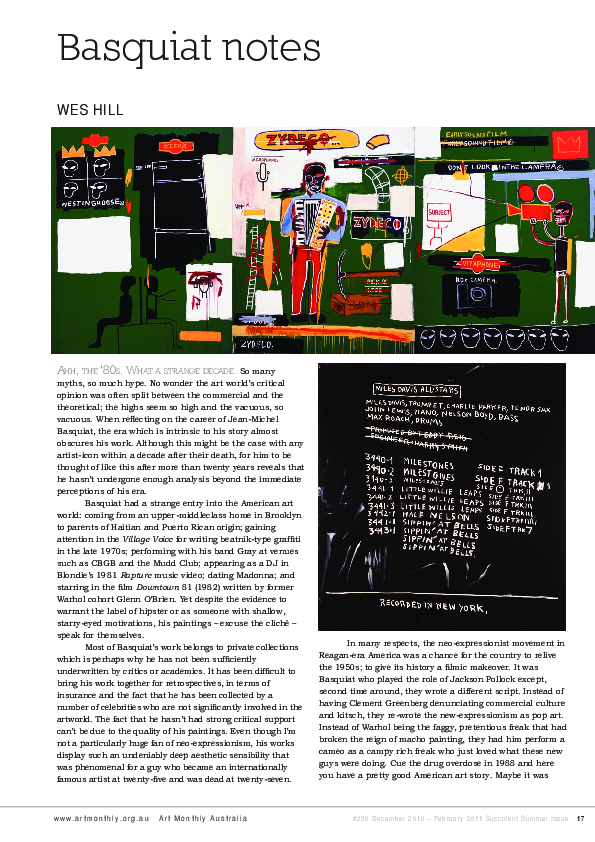 (PDF) Basquiat Notes, 2010