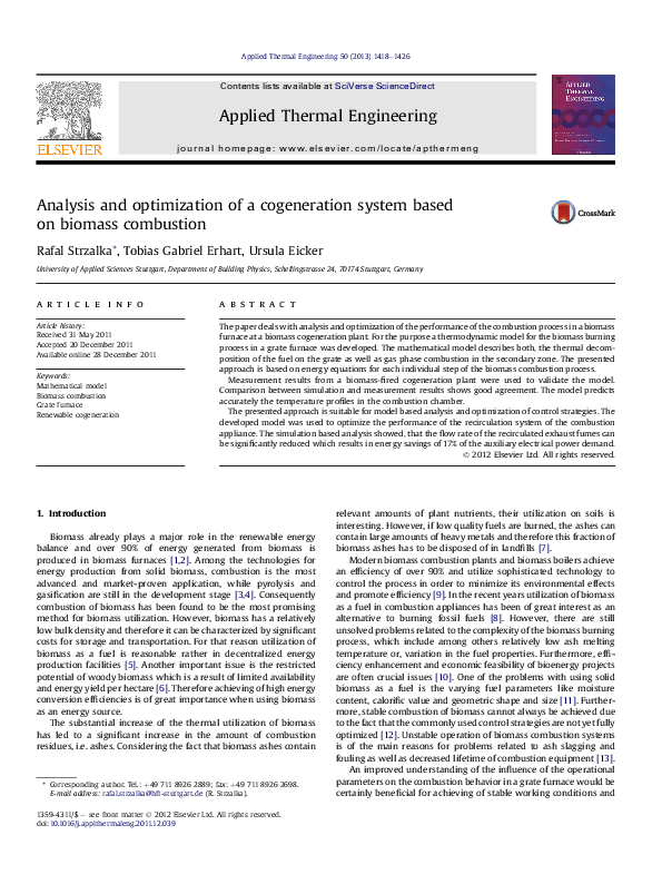 Analysis And Optimization Of A Cogeneration System Based On Biomass
