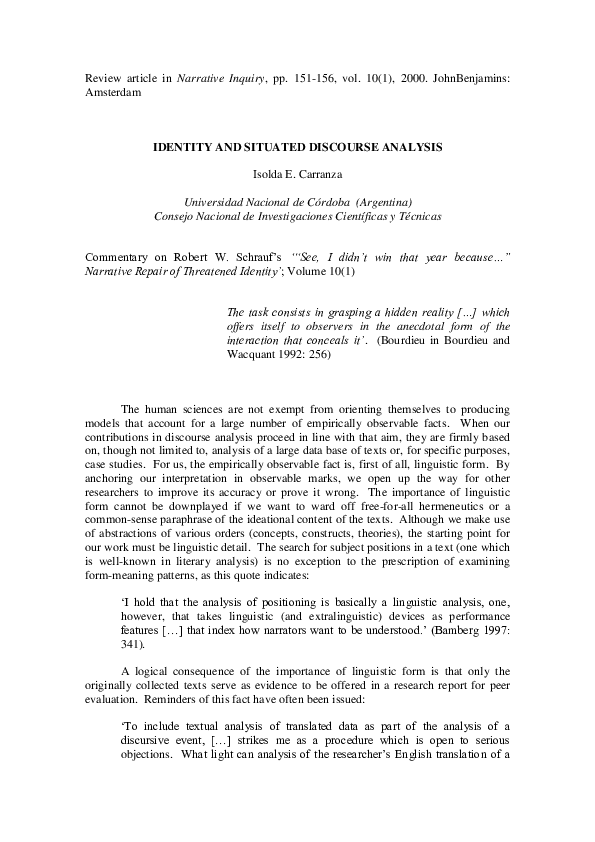 Doc Identity And Situated Discourse Analysis