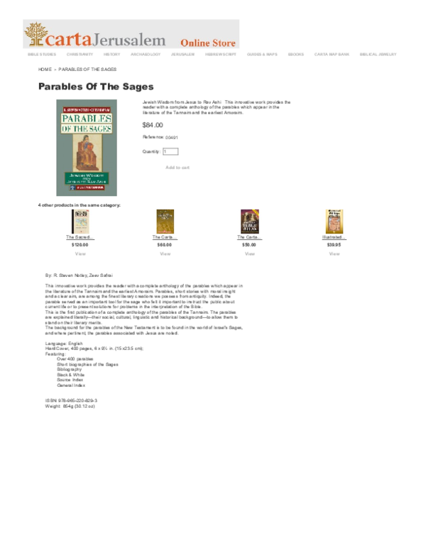 (PDF) Parables of the Sages: Jewish Wisdom from Jesus to Rav Ashi