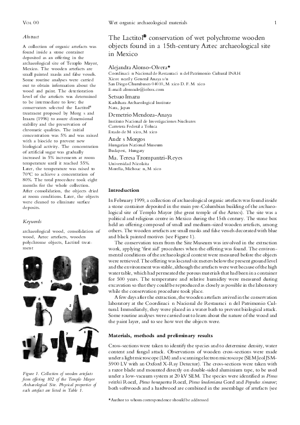 (PDF) The Lactitol® conservation of wet polychrome wooden objects found in a 15th-century Aztec ...