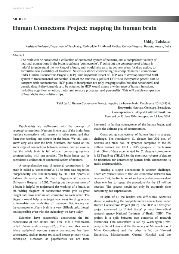 (PDF) Human Connectome Project: mapping the human brain