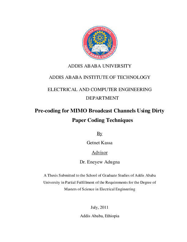 (PDF) Pre-coding for MIMO Broadcast Channels Using Dirty Paper Coding Techniques