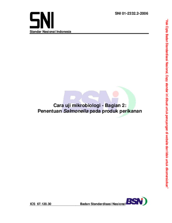 "Hak Cipta Badan Standardisasi Nasional, Copy standar ini dibuat untuk ...