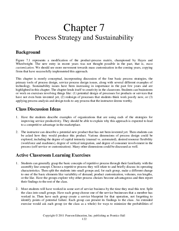 (DOC) Chapter 7 Process Strategy and Sustainability Background